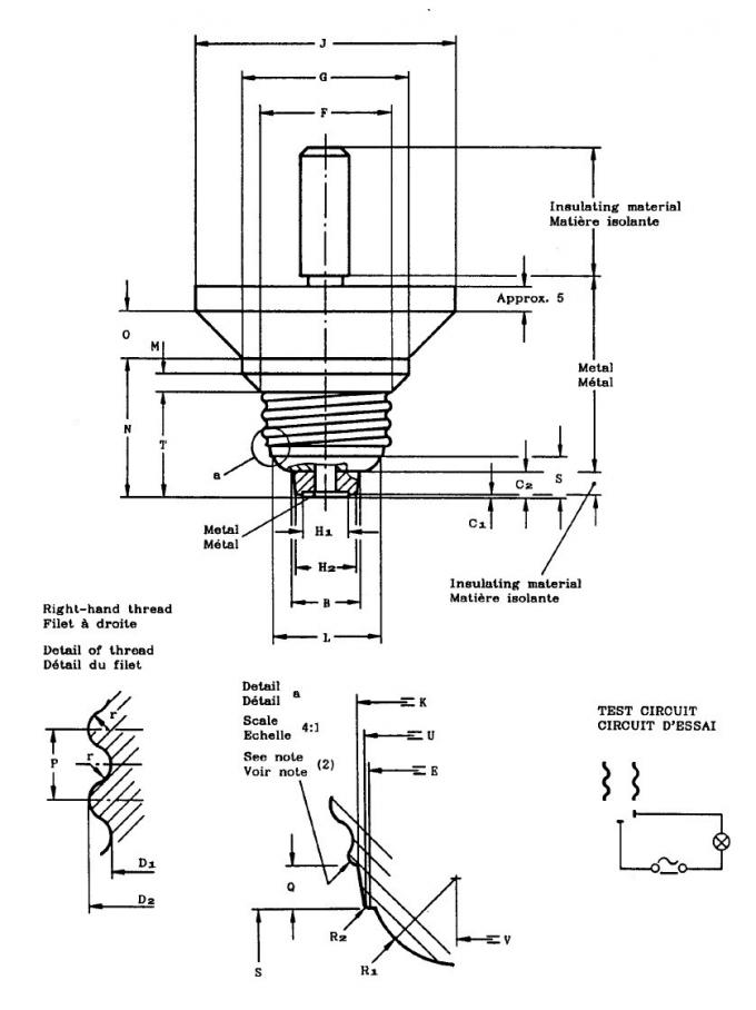 E27 Lamp Cap Gauge for Lampholder Testing IEC60061-3