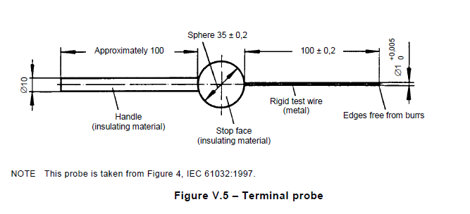 Nylon + Stainless Steel Terminal probe IEC62368-1-Figure V.5