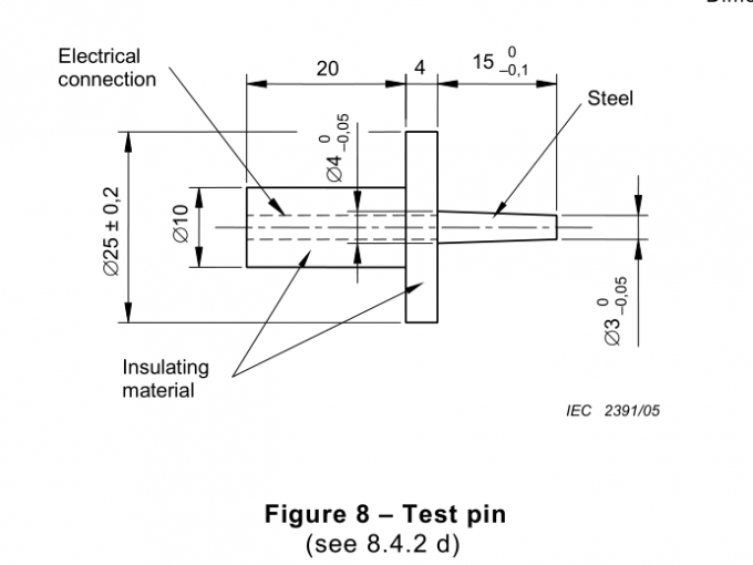 15mm Length IEC 60601-1- Test Pin for Medical Equipment Testing