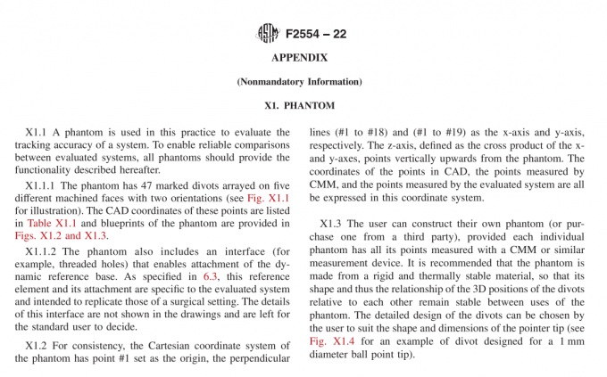 ASTM F2554 22 Phantom Evaluating Tracking Accuracy Of A System